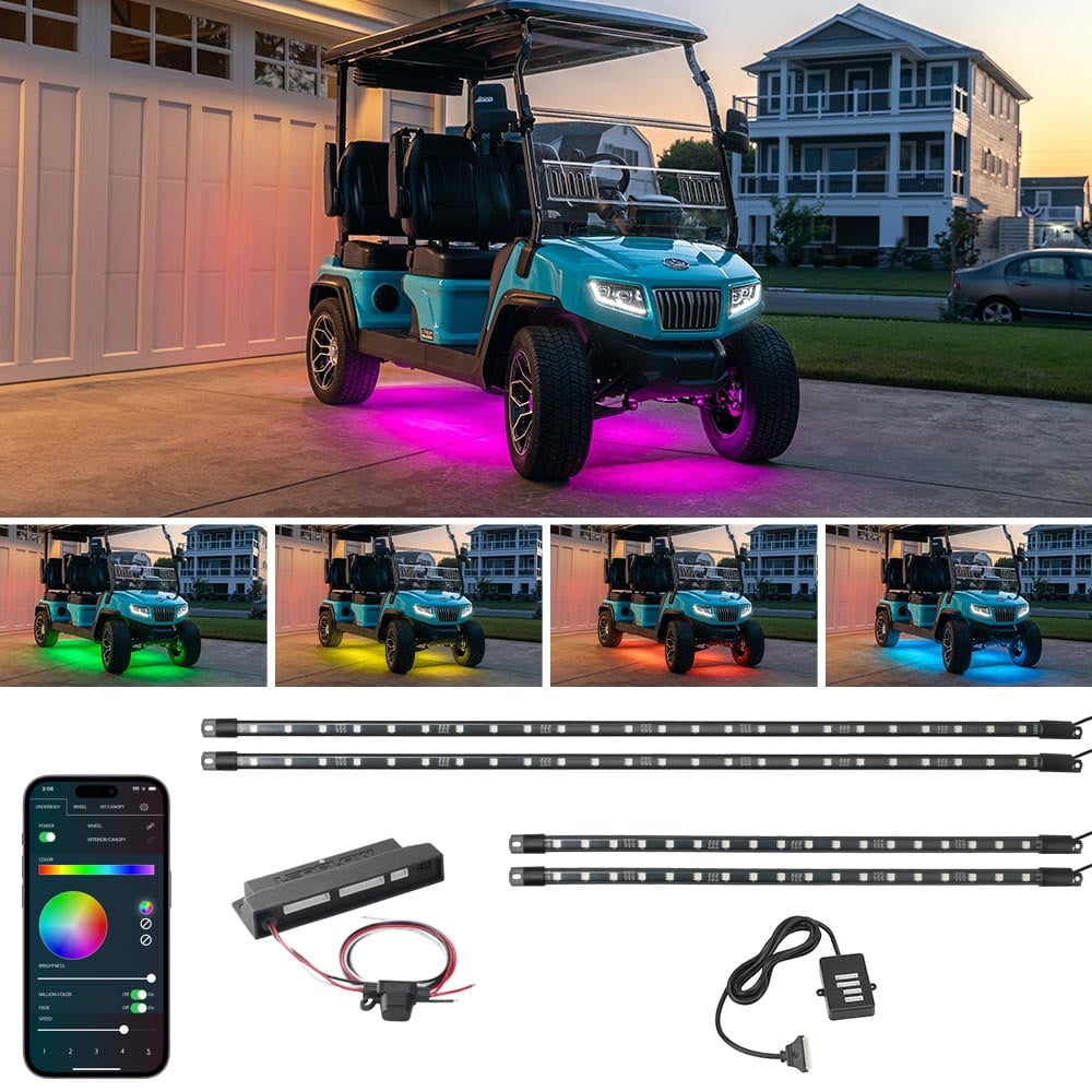 LEDGlow Bluetooth 4pc Million Color LED Golf Cart Underbody Lighting ...