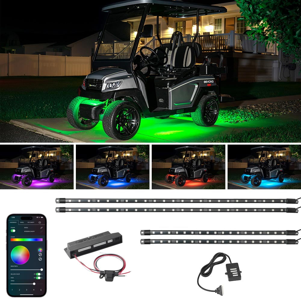 LEDGlow Bluetooth 4pc Million Color LED Golf Cart Underbody Lighting ...