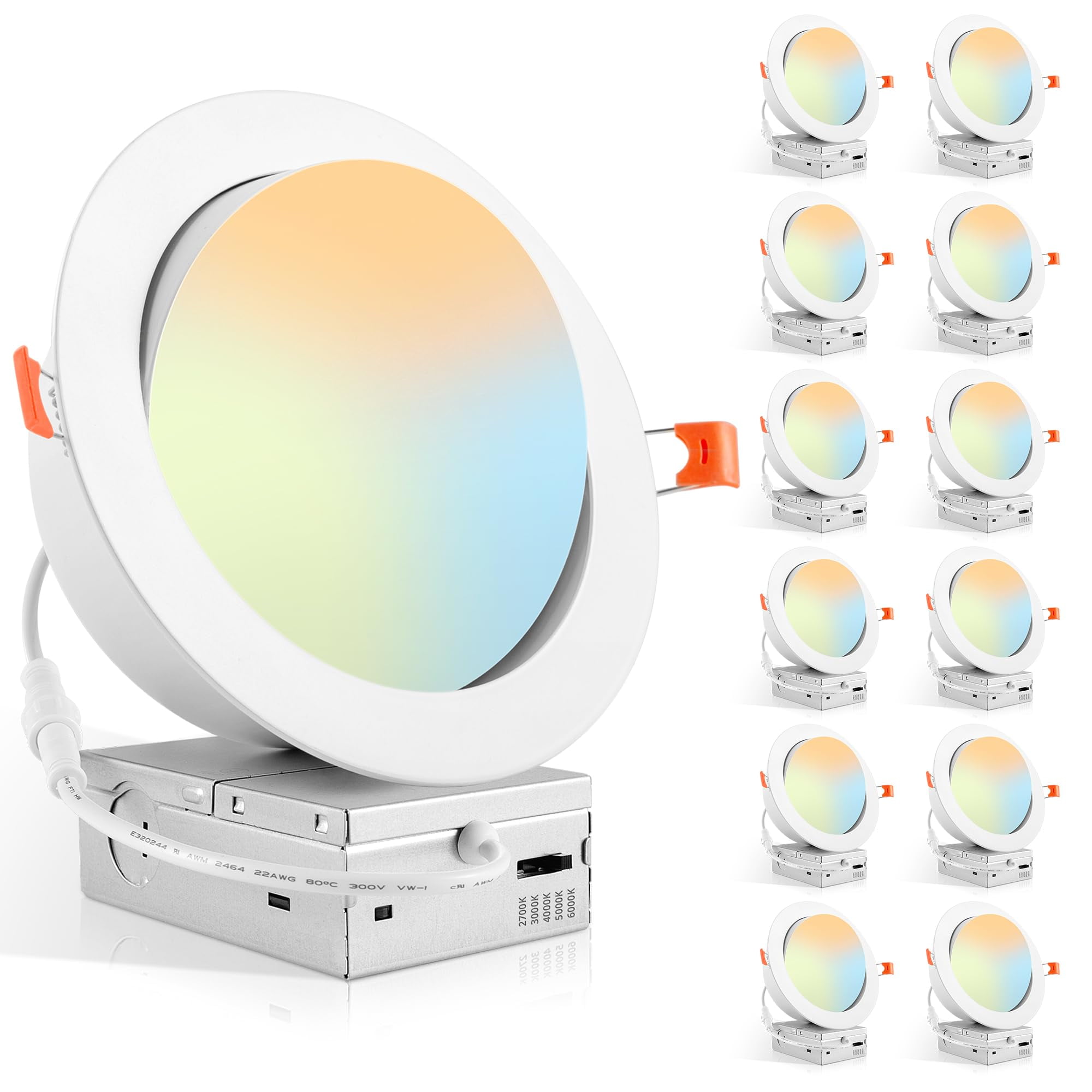 LEDIARY 12 Pack Gimbal LED Recessed Lighting 6 5CCT Adjustable Recessed ...