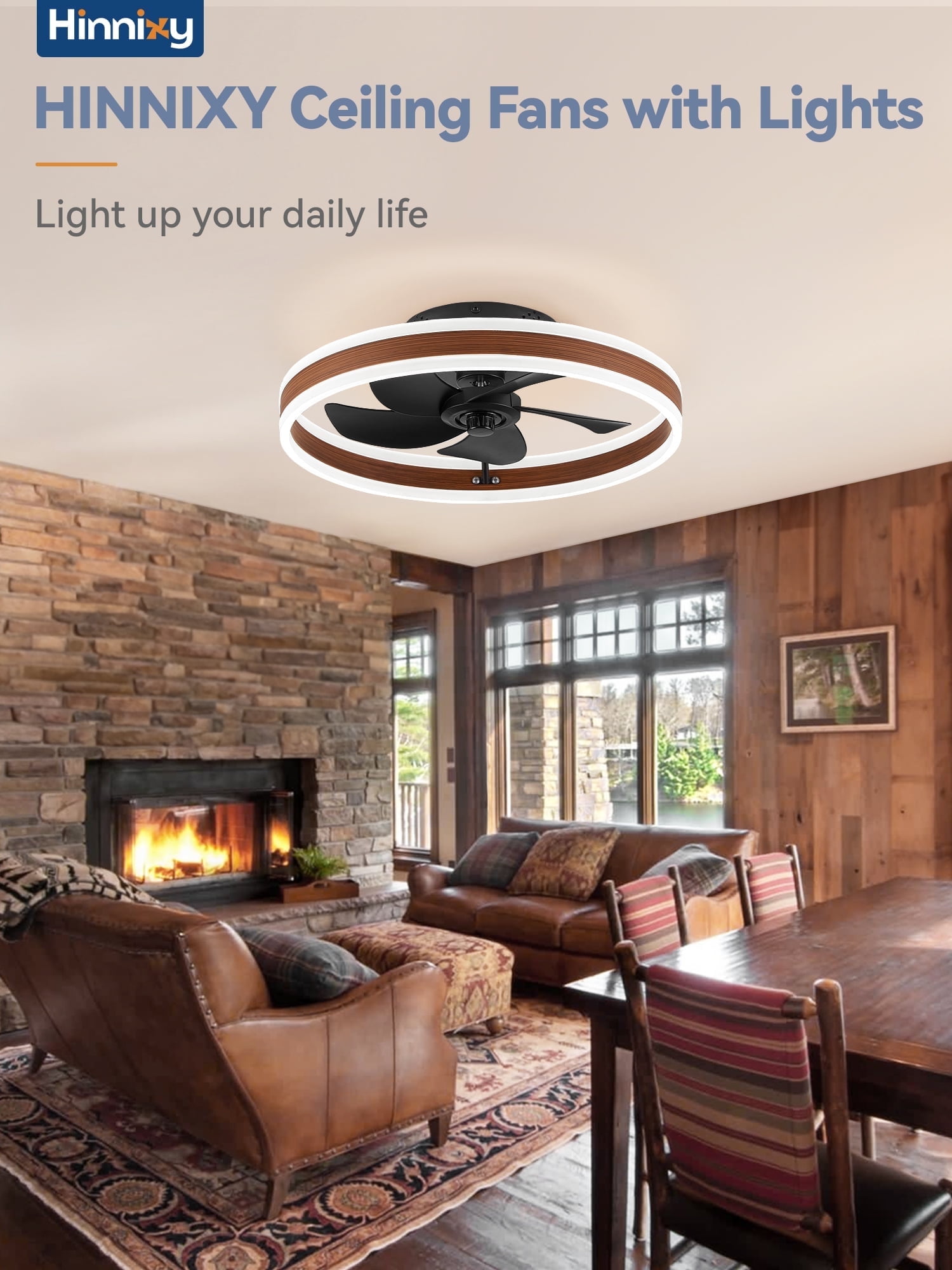Hinnixy 19.7" Modern LED Bladeless Ceiling Fans, Stepless Dimmable 3 ...