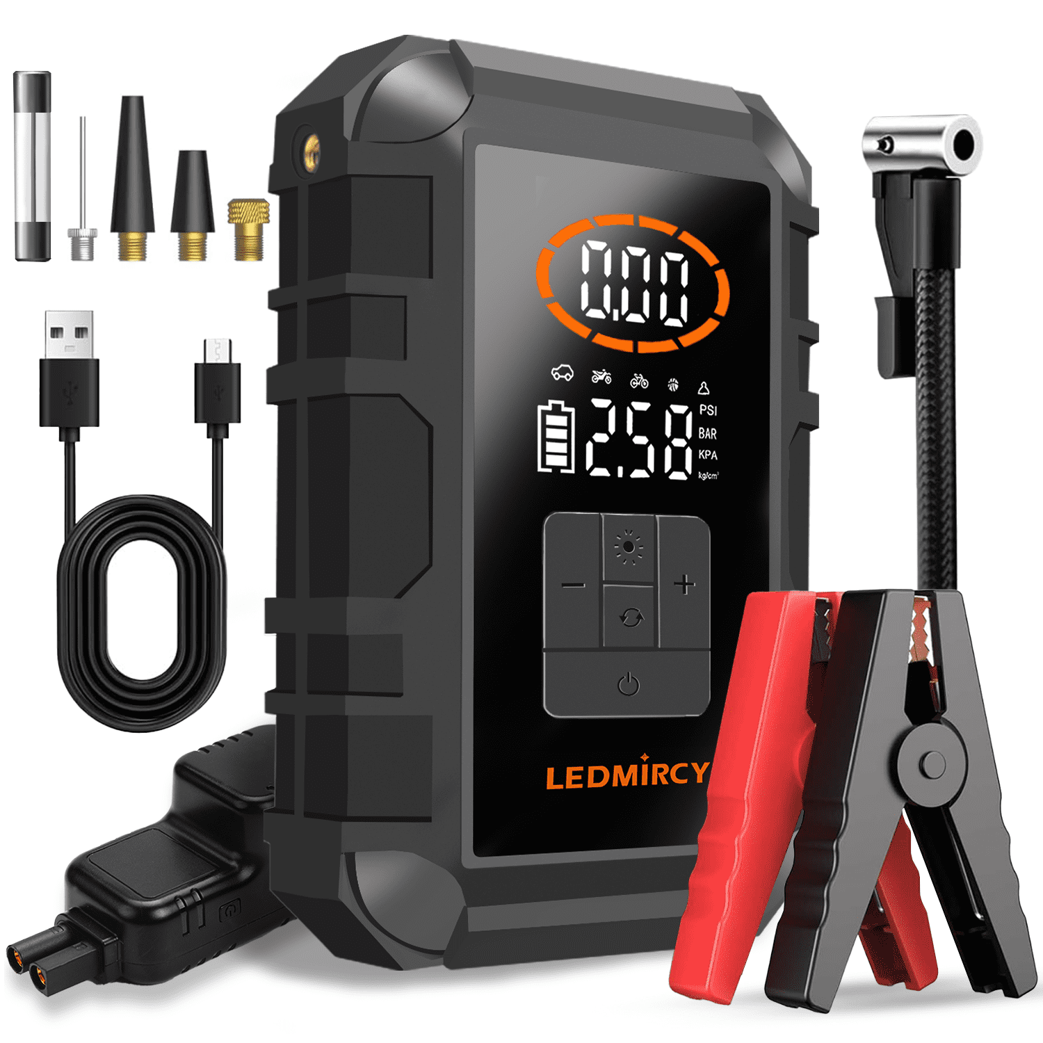 LEDMIRCY Tire Inflator Portable Air Compressor, 150PSI & 3X Faster ...