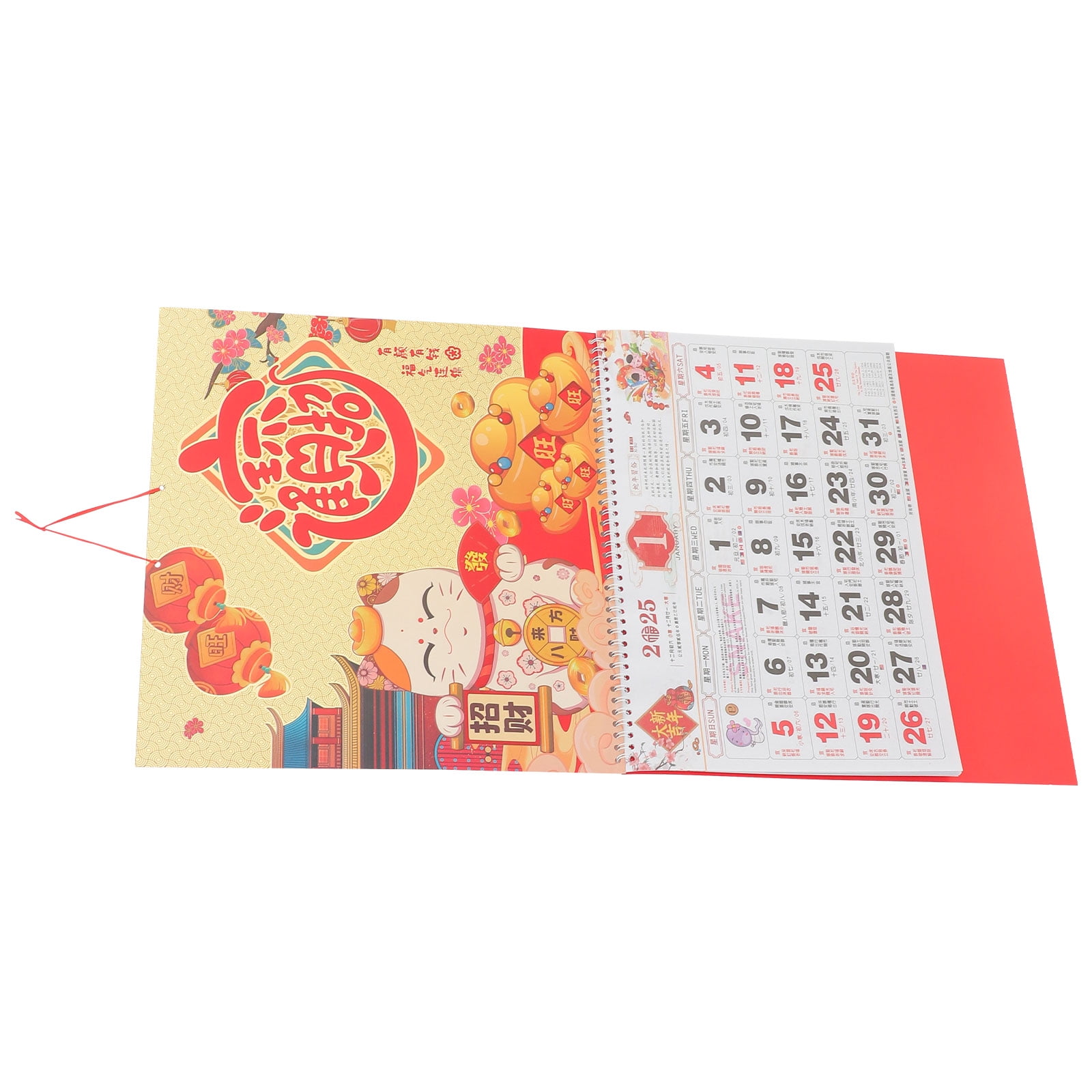 LEDMOMO Household Wall Calendar Chinese Style Hanging Calendar Red ...