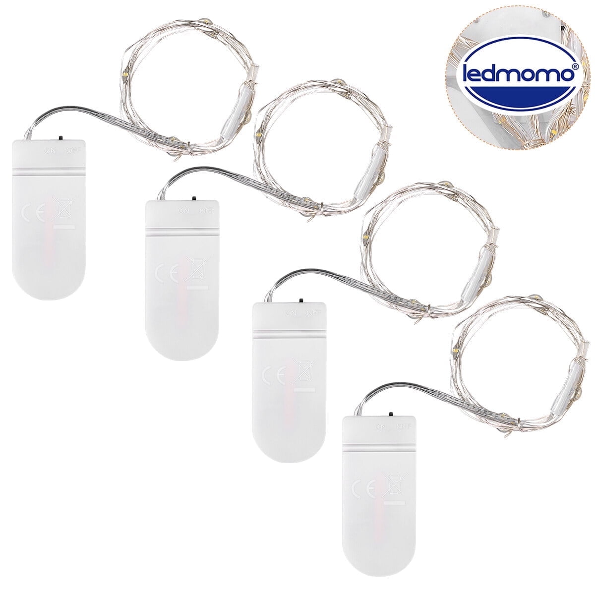 LEDMOMO 5pcs Battery Powered 10 LED Fairy String Light 1M Silver Copper ...