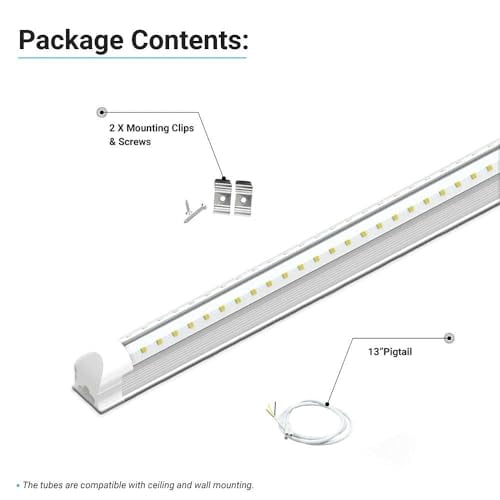 LEDMyplace 60W 8ft T8 V Shape Integrated LED Tube Light, Clear Lens ...