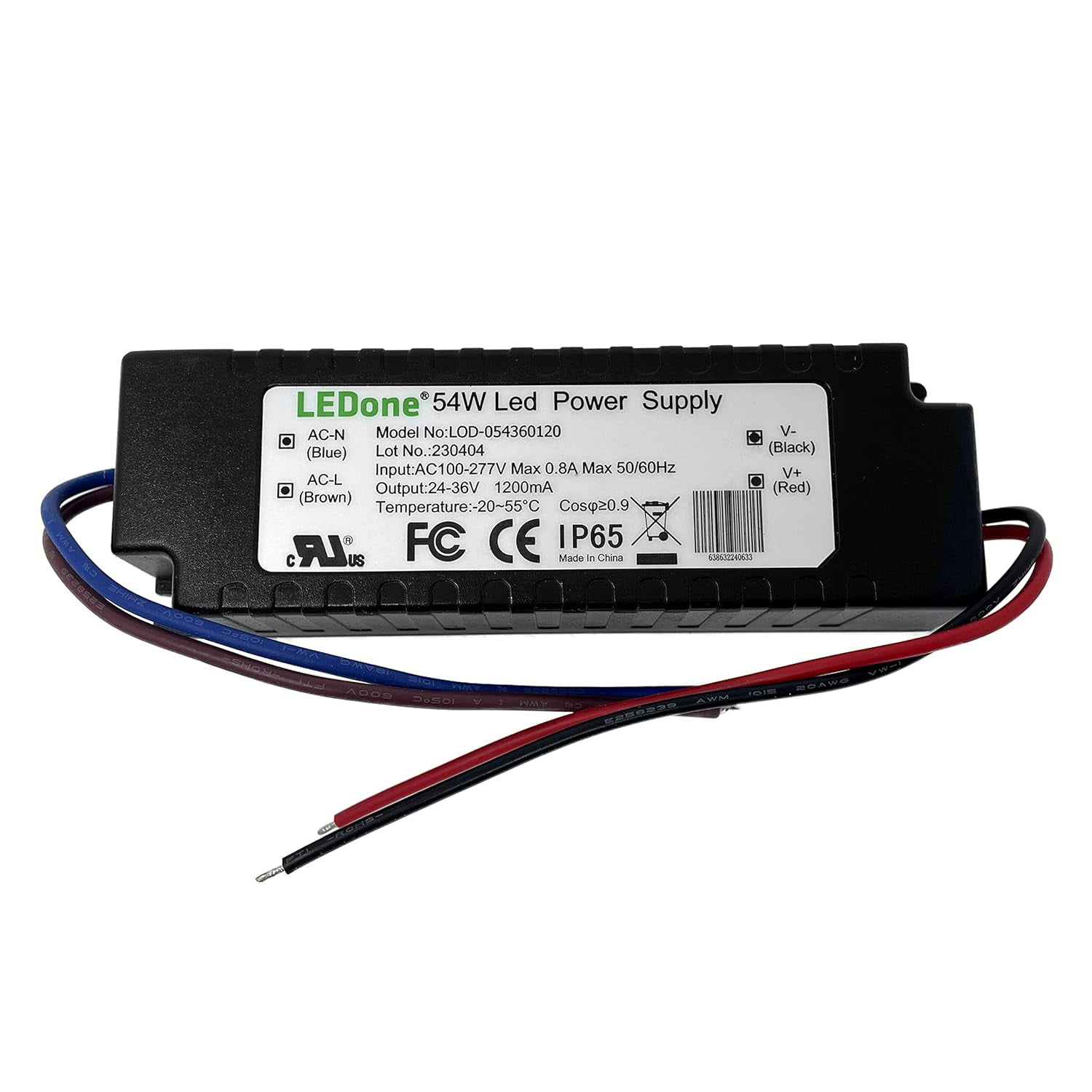 LEDONE LED Driver 1200mA (Constant Current Output), 54W Waterproof IP65 LED Power Supply ...
