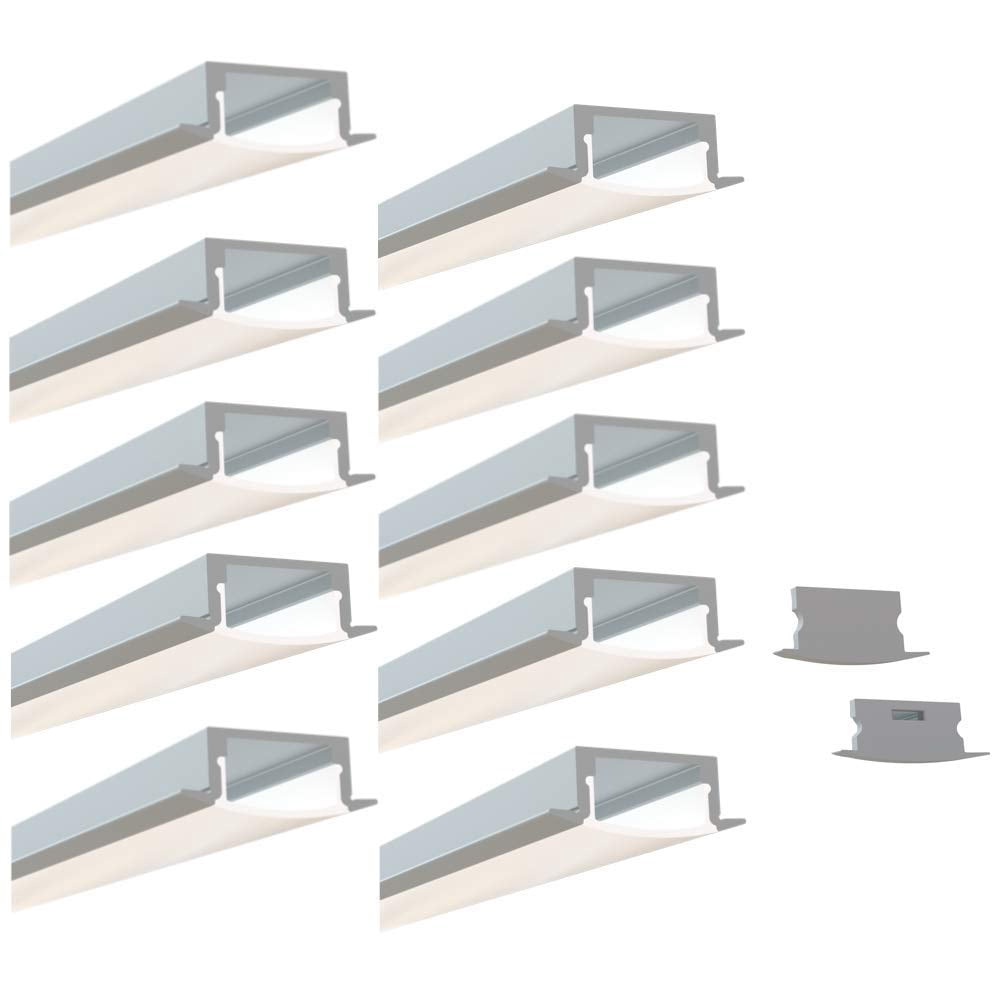 LEDPROFILES 10-Pack 8ft (2.4Meter) Recessed LED Aluminum Channel with ...