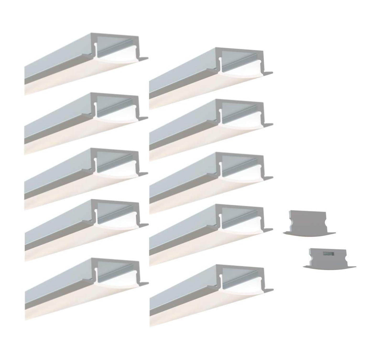 LEDPROFILES 10-Pack 8ft (2.4Meter) Recessed LED Aluminum Channel with ...