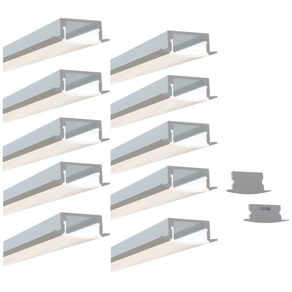 LEDPROFILES 10-Pack 8ft (2.4Meter) Recessed LED Aluminum Channel with ...