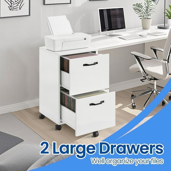 Mobile File Cabinet with 5 Drawers, Open Storage Shelf & Locking Wheels ...