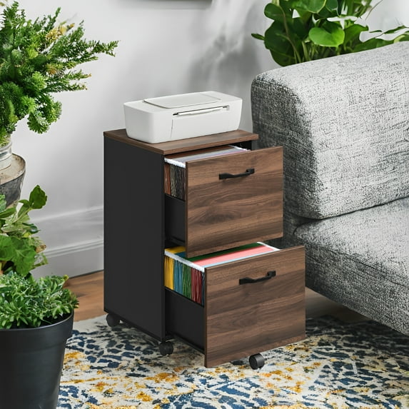 2-Drawer Rolling File Cabinet, Small Office Storage with Lockable ...