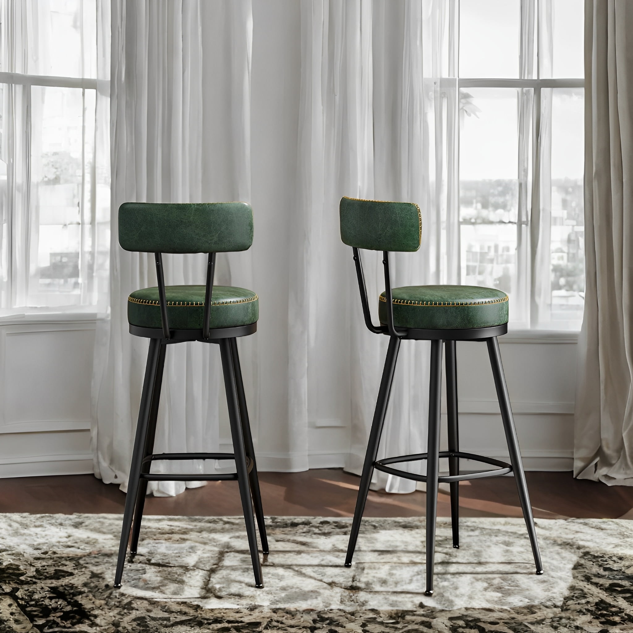 LEDREM 2-Pack Award-Winning Bar Stools - 360° Swivel, 3.1" Plush Seat ...