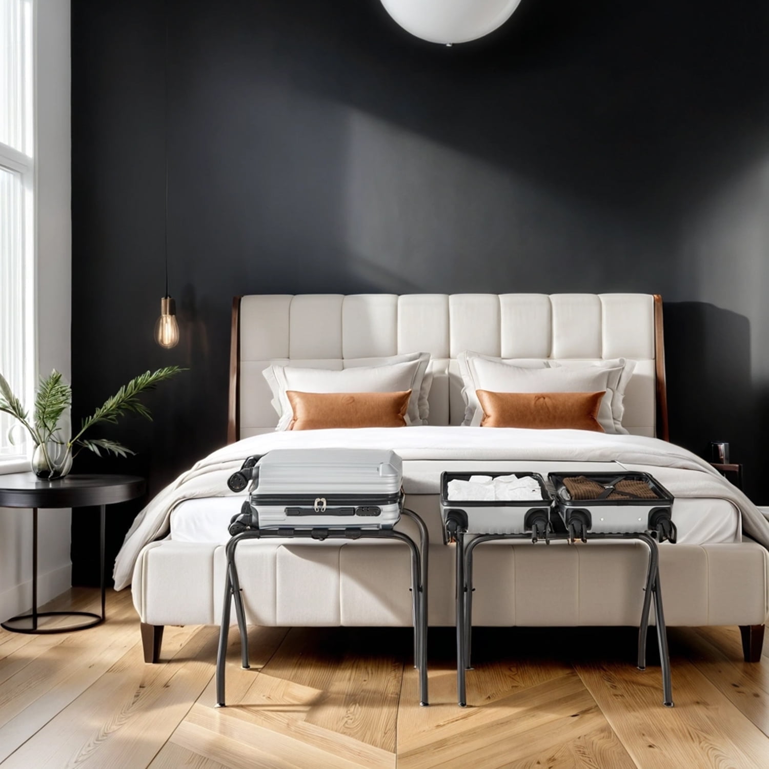 LEDREM 2-Pack Foldable Guest Room Luggage Racks, Steel Suitcase Stand ...