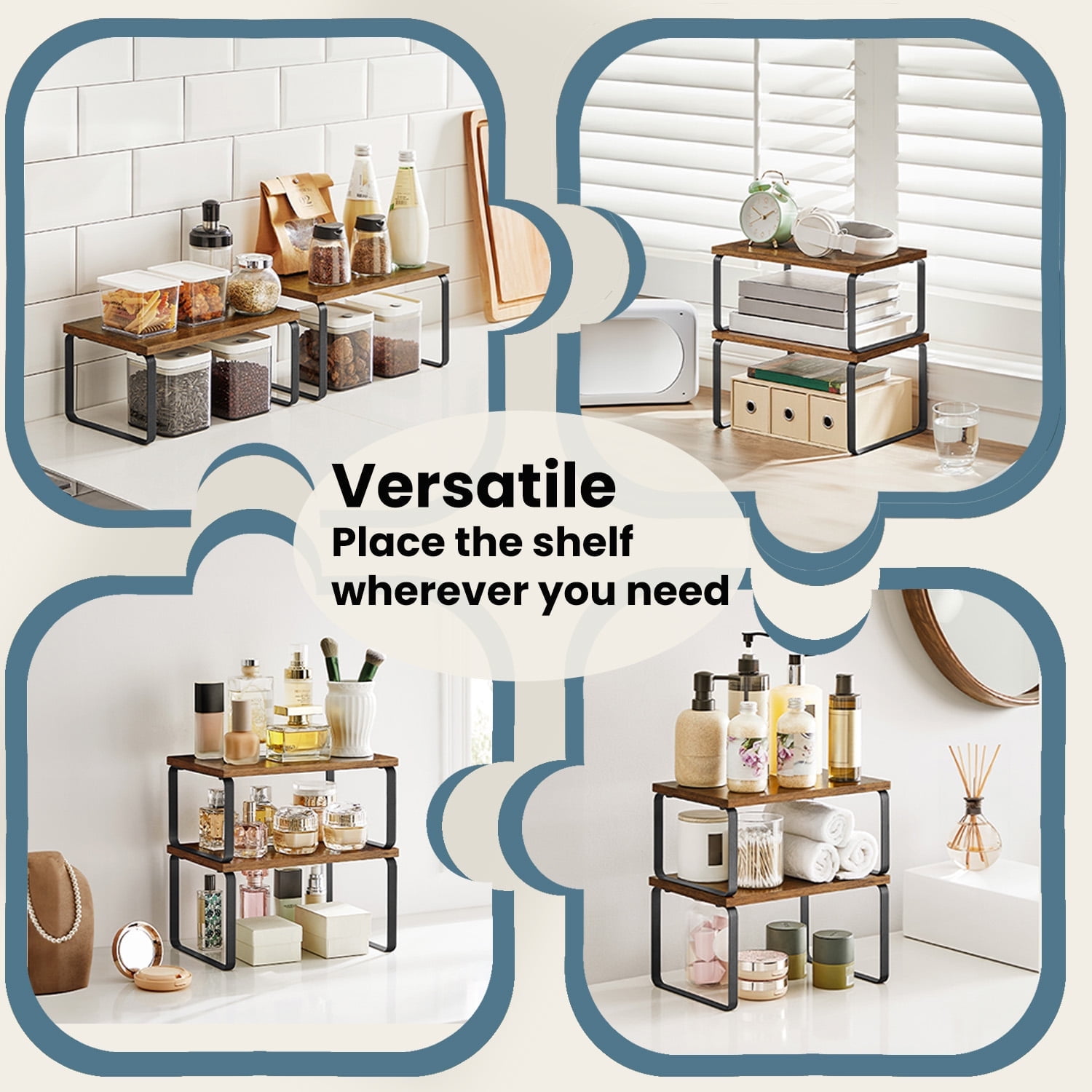 Ledrem 2-Tier Stackable Kitchen Cabinet Organizer, Adjustable ...