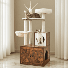 WoodyWonders 2-in-1 Cat Tree with Litter Box & Scratching Posts ...