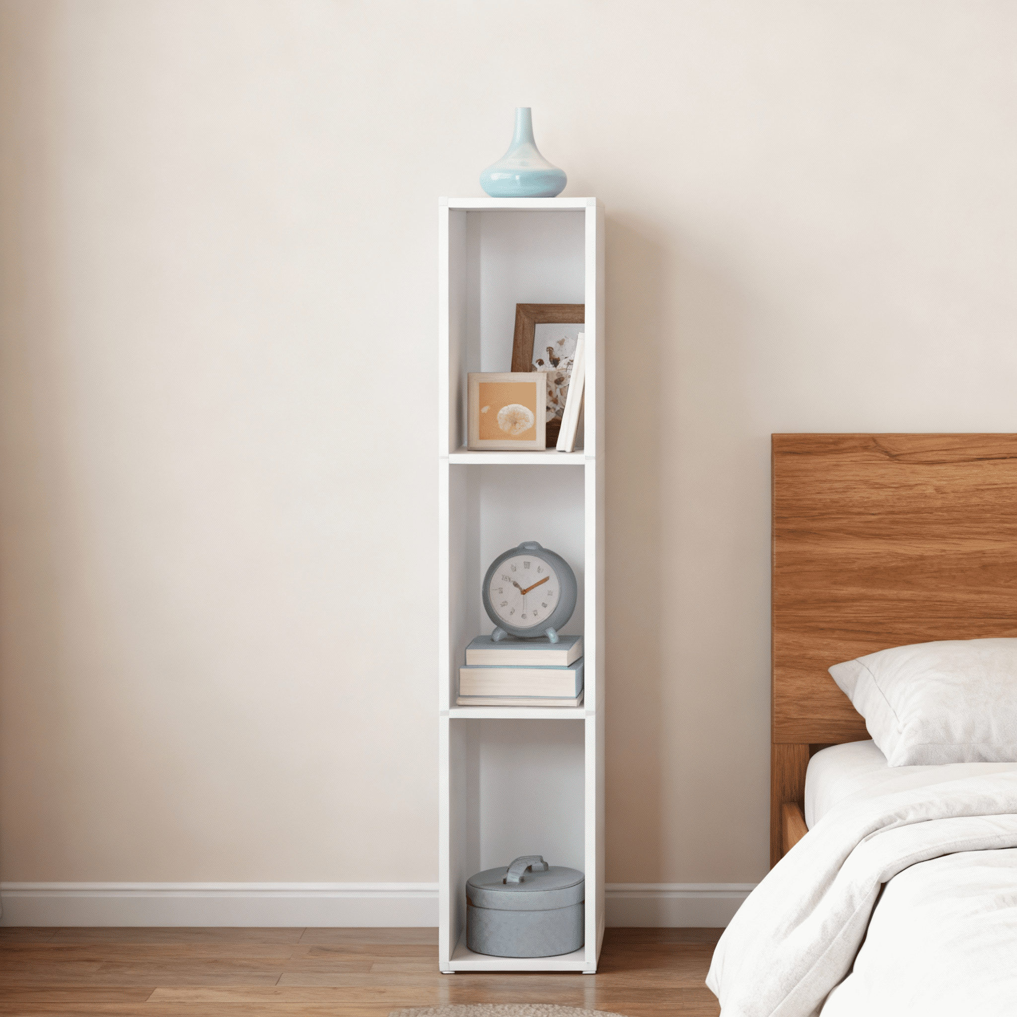 LEDREM 3-Tier Bookshelf with Open Compartment Design, Slim Vertical ...