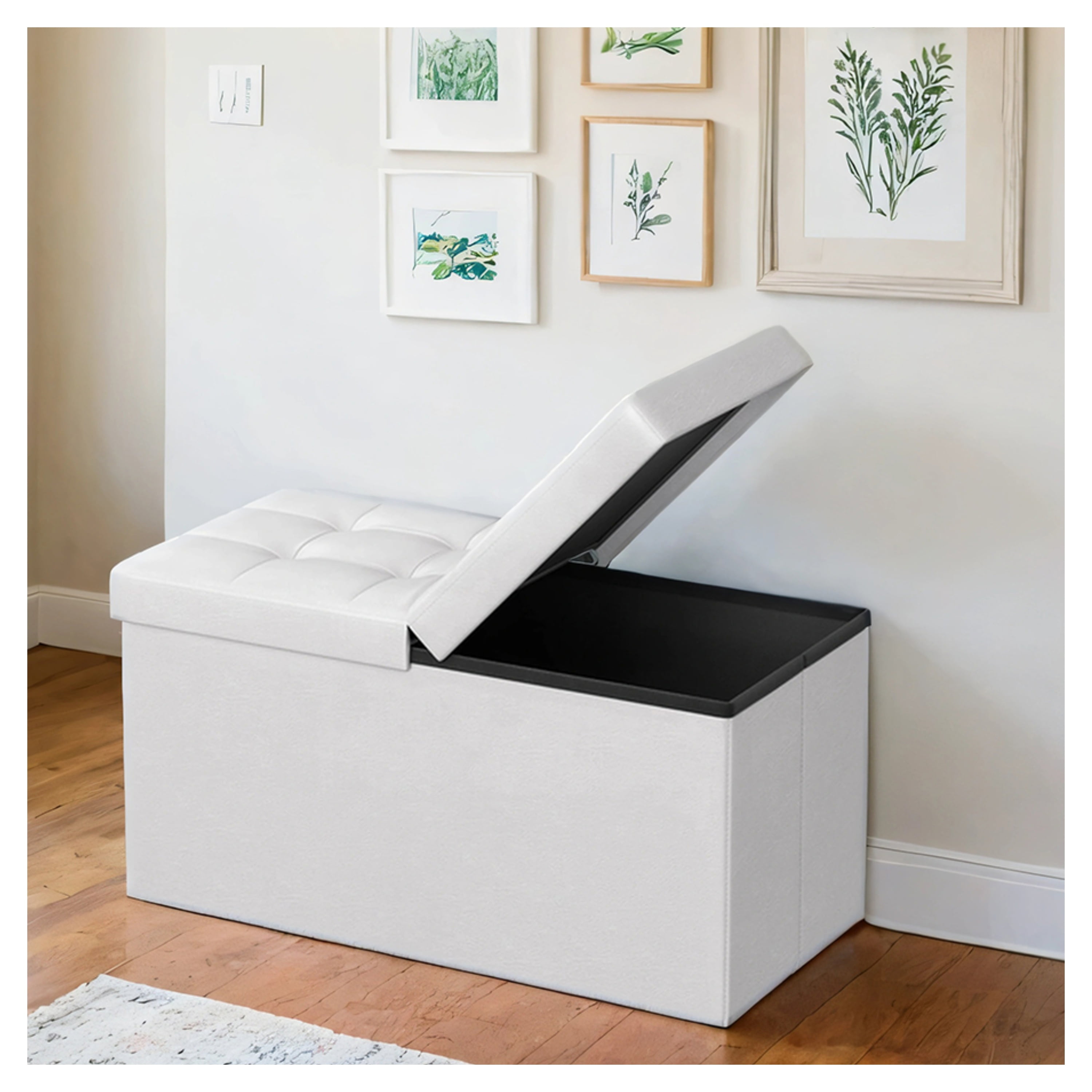 LEDREM 30" Flip-Top Storage Ottoman Bench, 660lb Capacity, 3-in-1 Multi ...