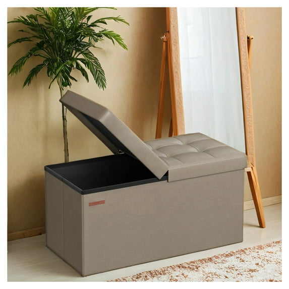 LEDREM 30" Foldable Storage Ottoman Bench, 660lb Capacity, Multi-Use ...