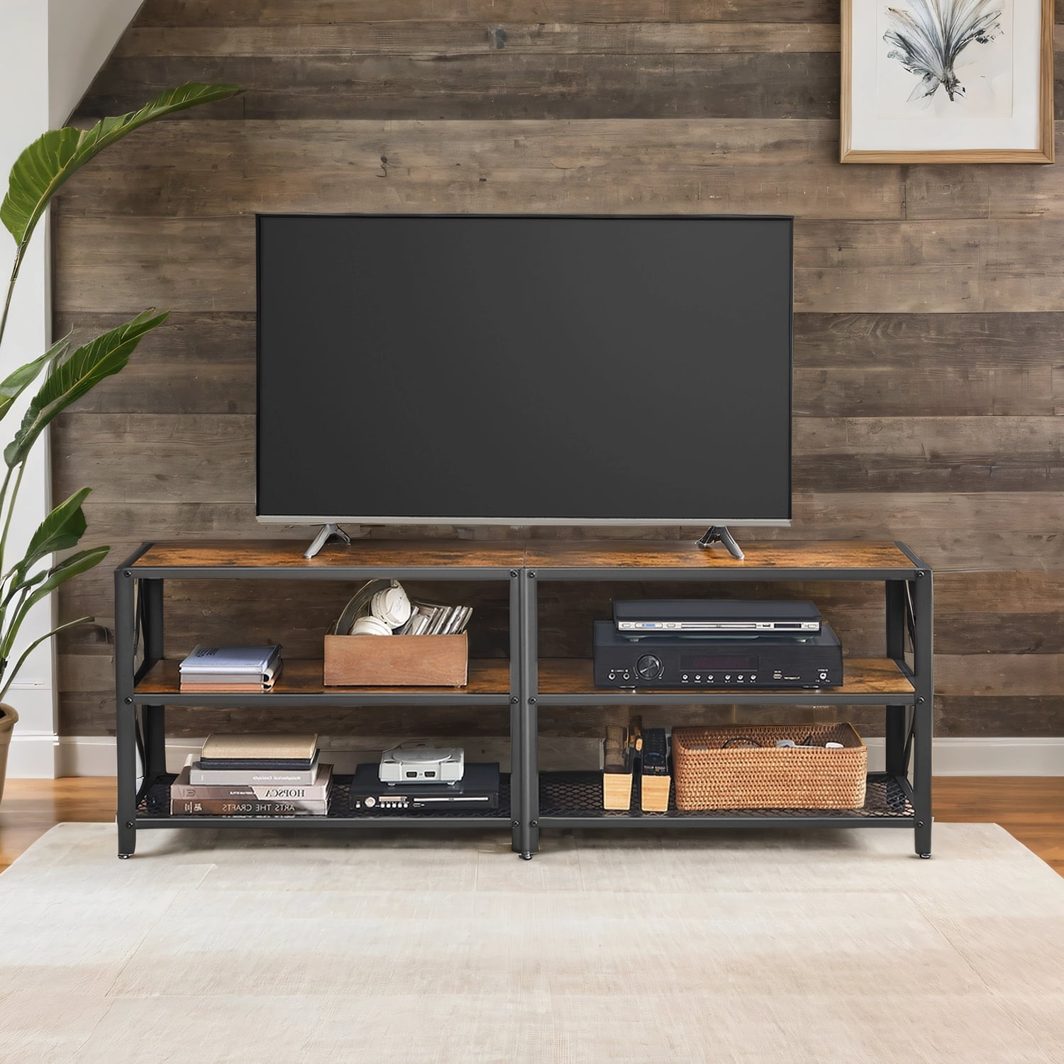 LEDREM 65-Inch TV Stand Console, 55.1 Inch Wide Entertainment Center ...