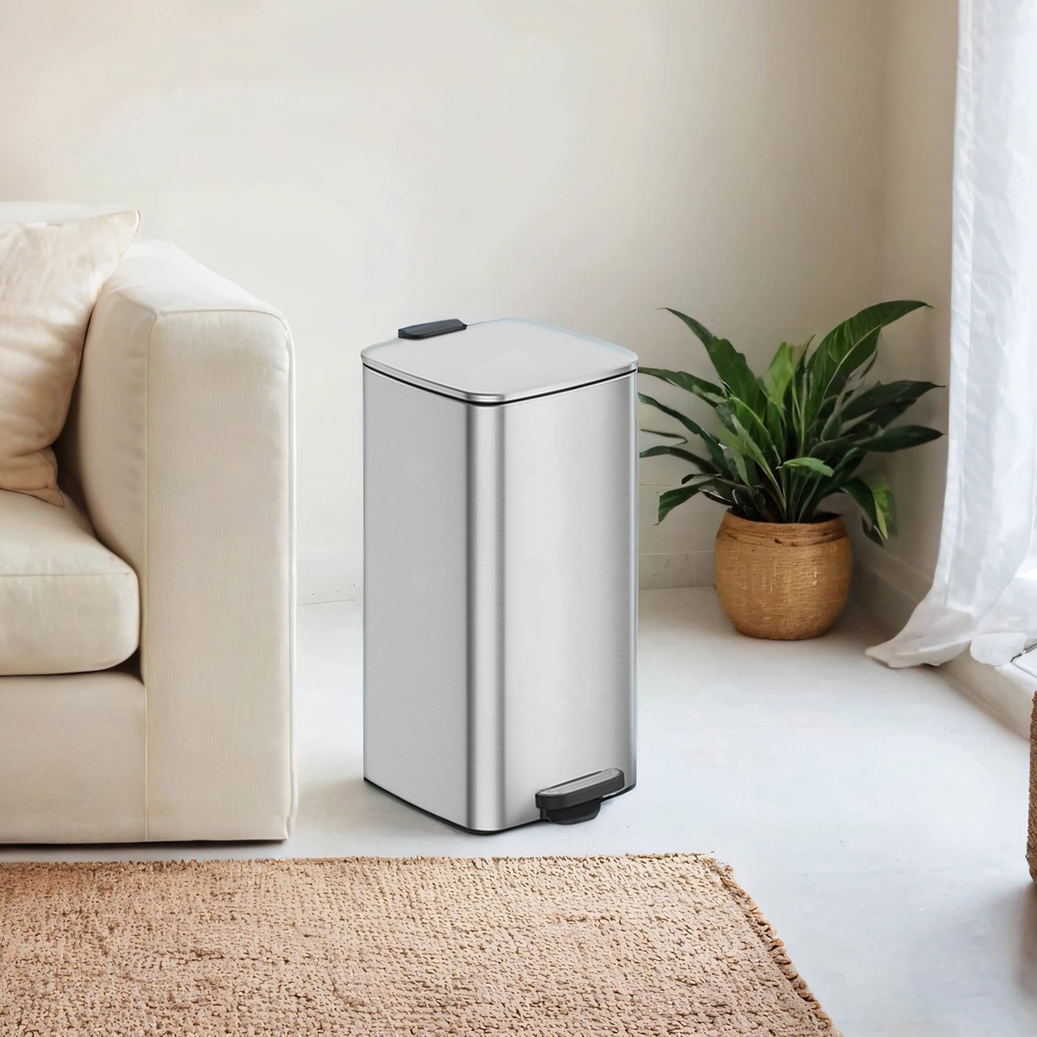 LEDREM 8-Gallon Kitchen Trash Can with Soft-Close Lid , Compact ...