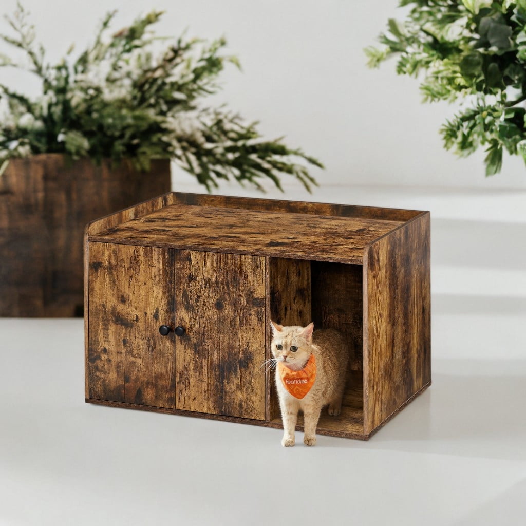 LEDREM Cat Litter Box Enclosure Furniture with Front Entry, Hidden ...