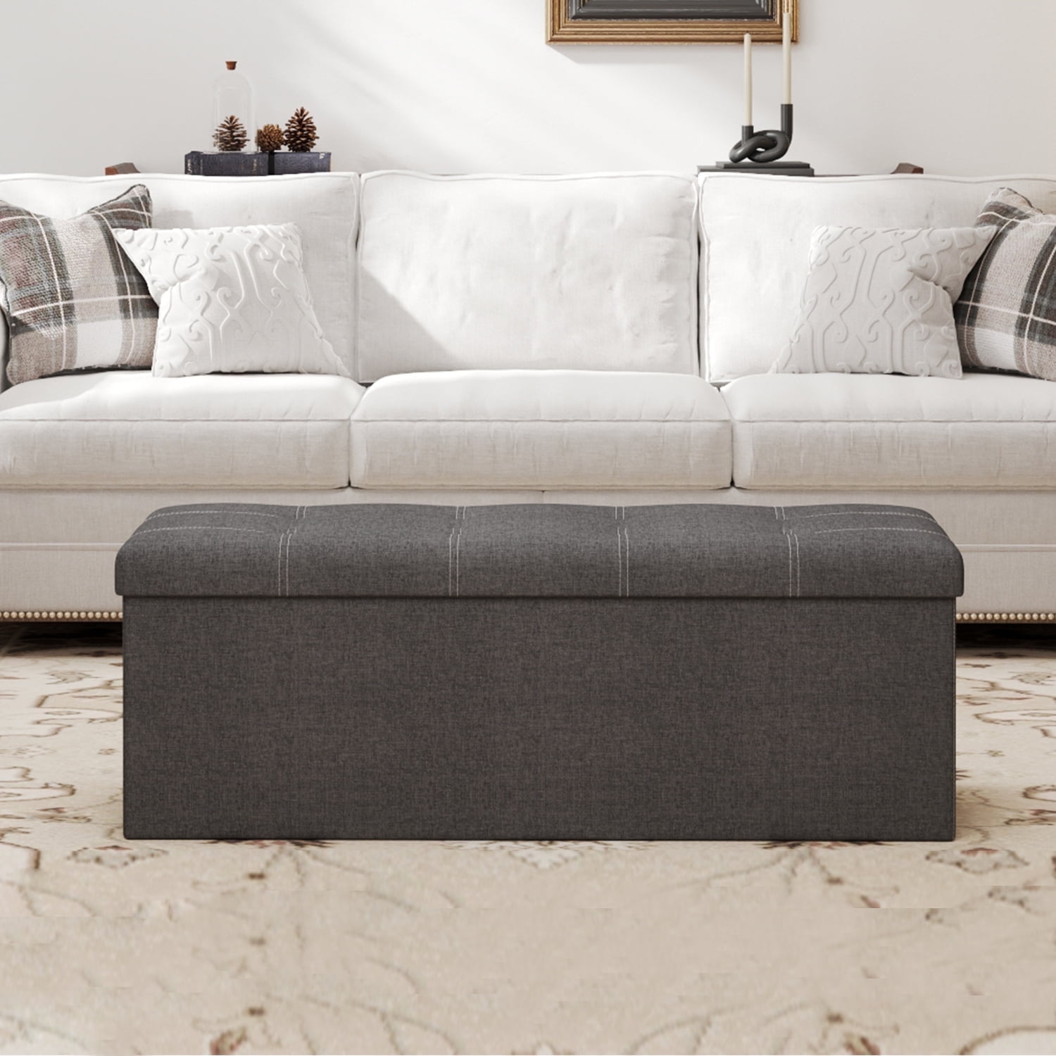 LEDREM Collection Storage Ottoman Bench, 43" Extra Large 35 Gal ...