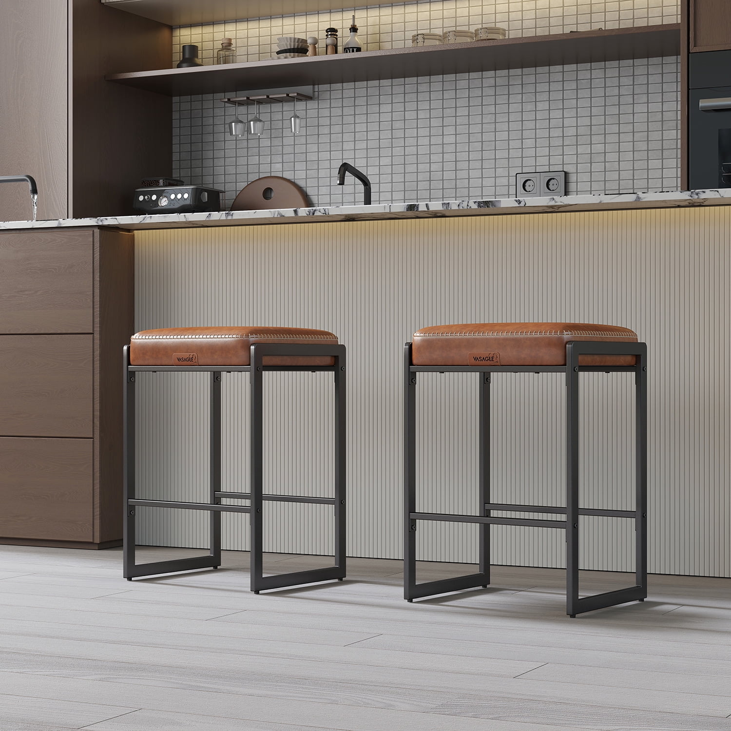 EKHO Collection - Set of 2 Mid-Century Modern Counter Stools, 26 ...