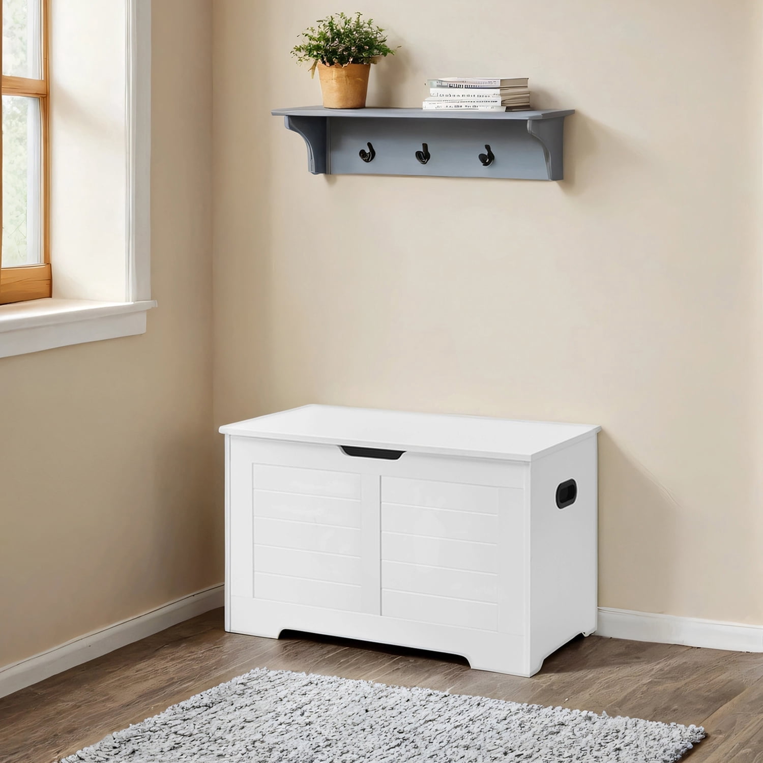 LEDREM Farmhouse Style Storage Chest Bench with Safety Hinges, for ...