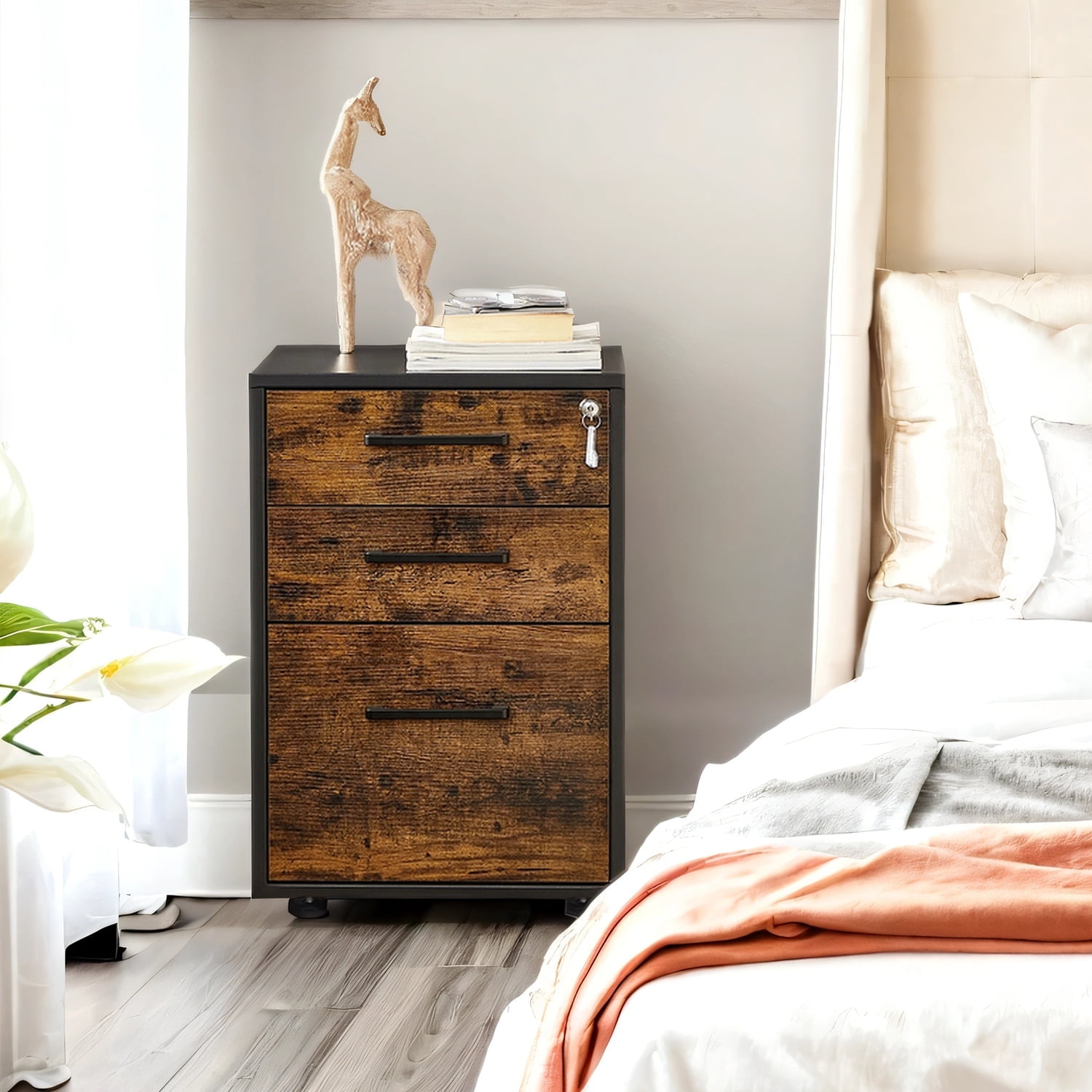 LEDREM File Cabinet with Lock, 3-Drawer Pre-Assembled Storage for A4 ...
