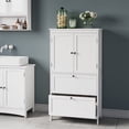 LEDREM Bathroom Floor Storage Cabinet, Freestanding Cabinet with 2 ...