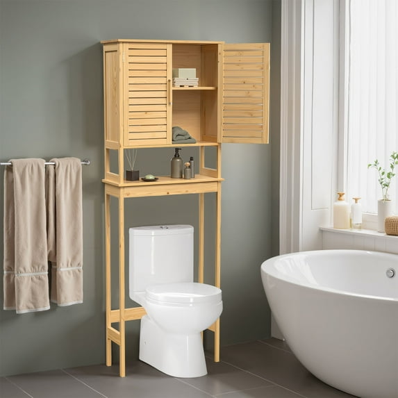 LEDREM Over-The-Toilet Storage Cabinet with Adjustable Shelf and Bottom ...