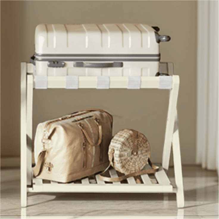 LEDREM Set of 2 Solid Wood Luggage Racks with Foldable Design and ...