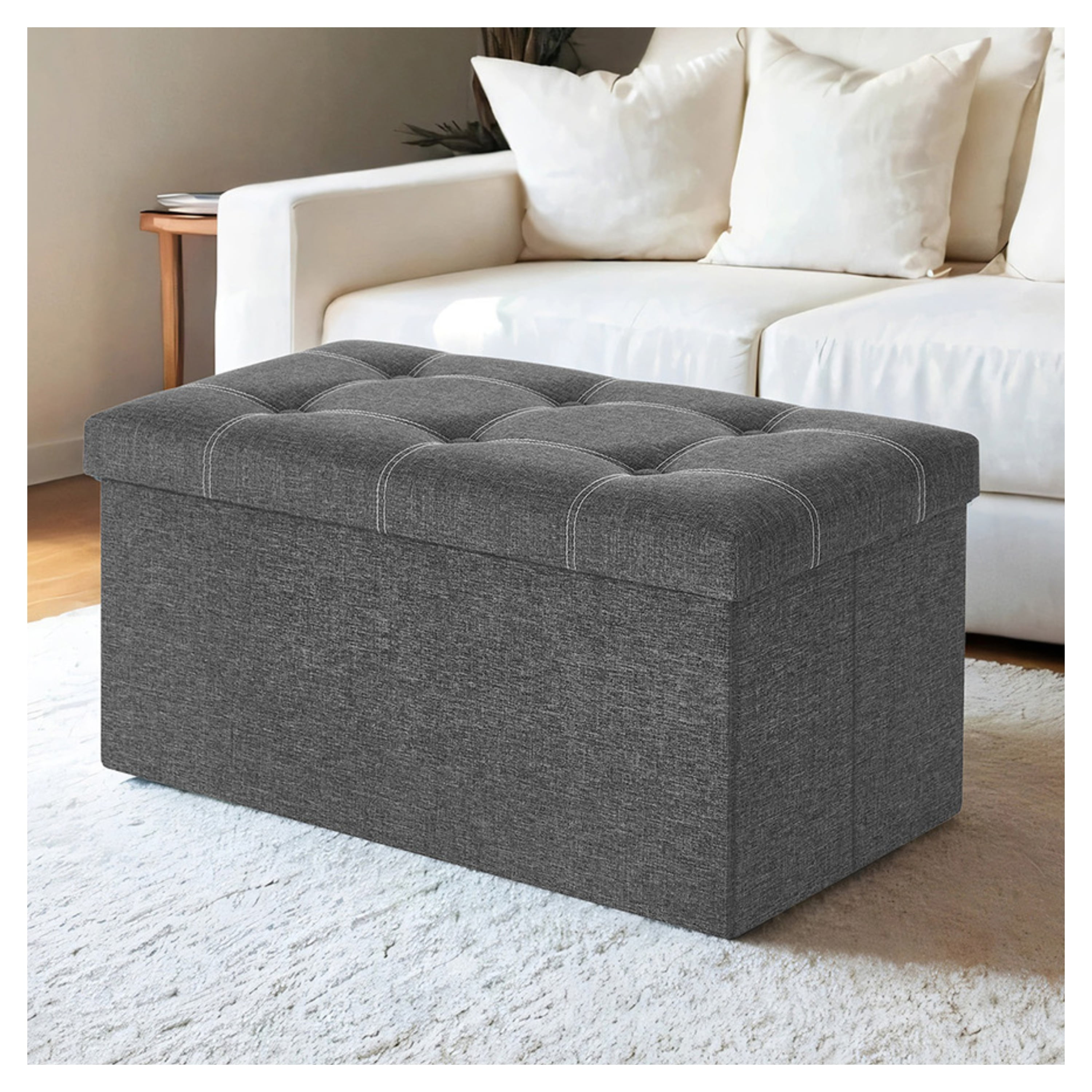 LEDREM Storage Ottoman - Foldable Design, 660lb Capacity, 21 Gal ...