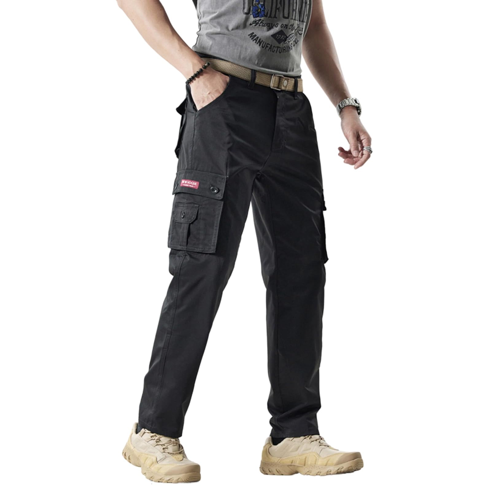 LEDUNTINO Men's Casual Cargo Pants, Workout Joggers, Relaxed Fit ...