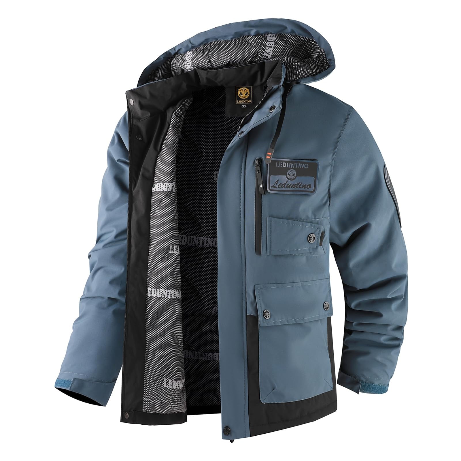 LEDUNTINO Men's Winter Jacket With Hood Water-Resistant Casual Coat ...
