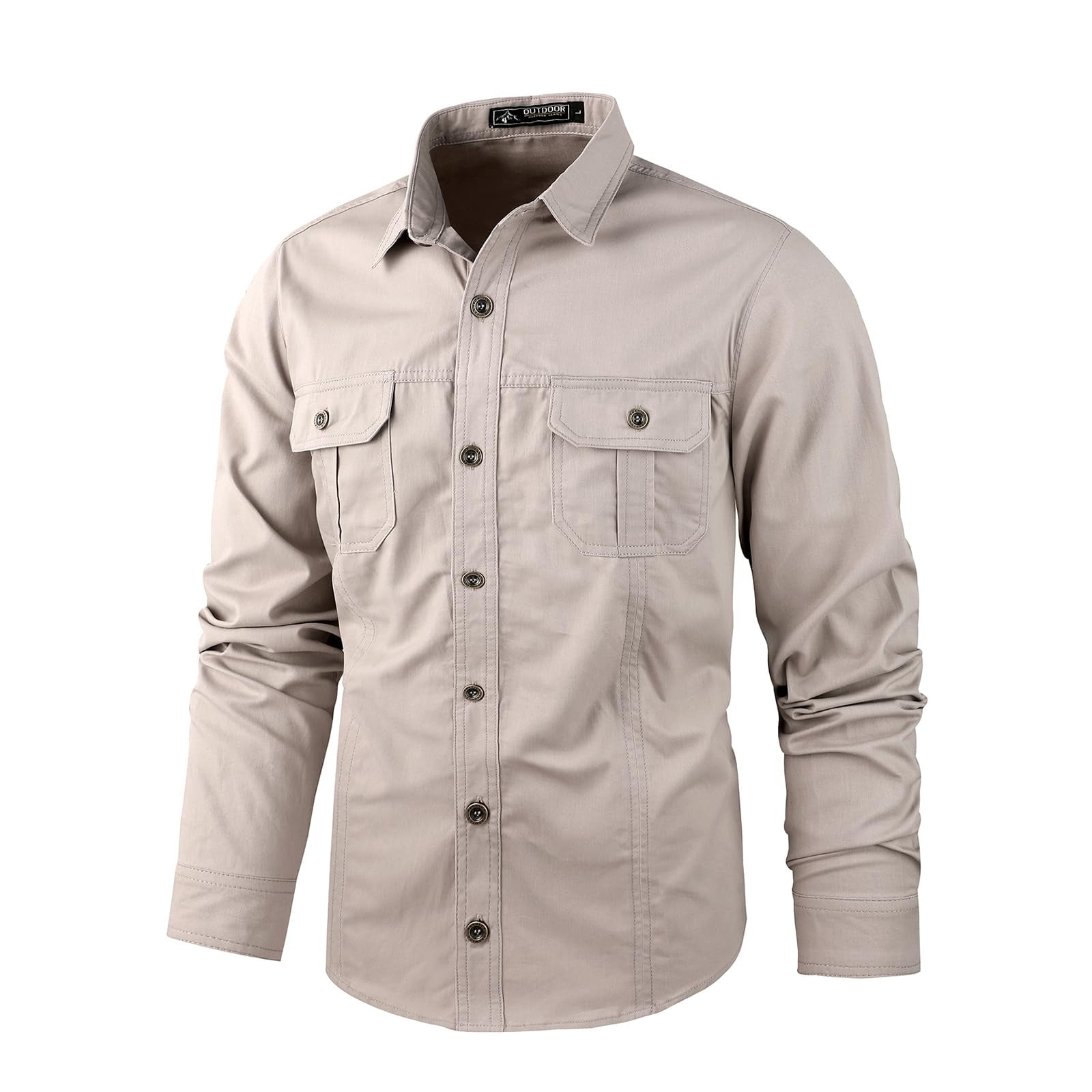 LEDUNTINO Mens Button-Down Shirts 100% Cotton Long Sleeve Casual ...
