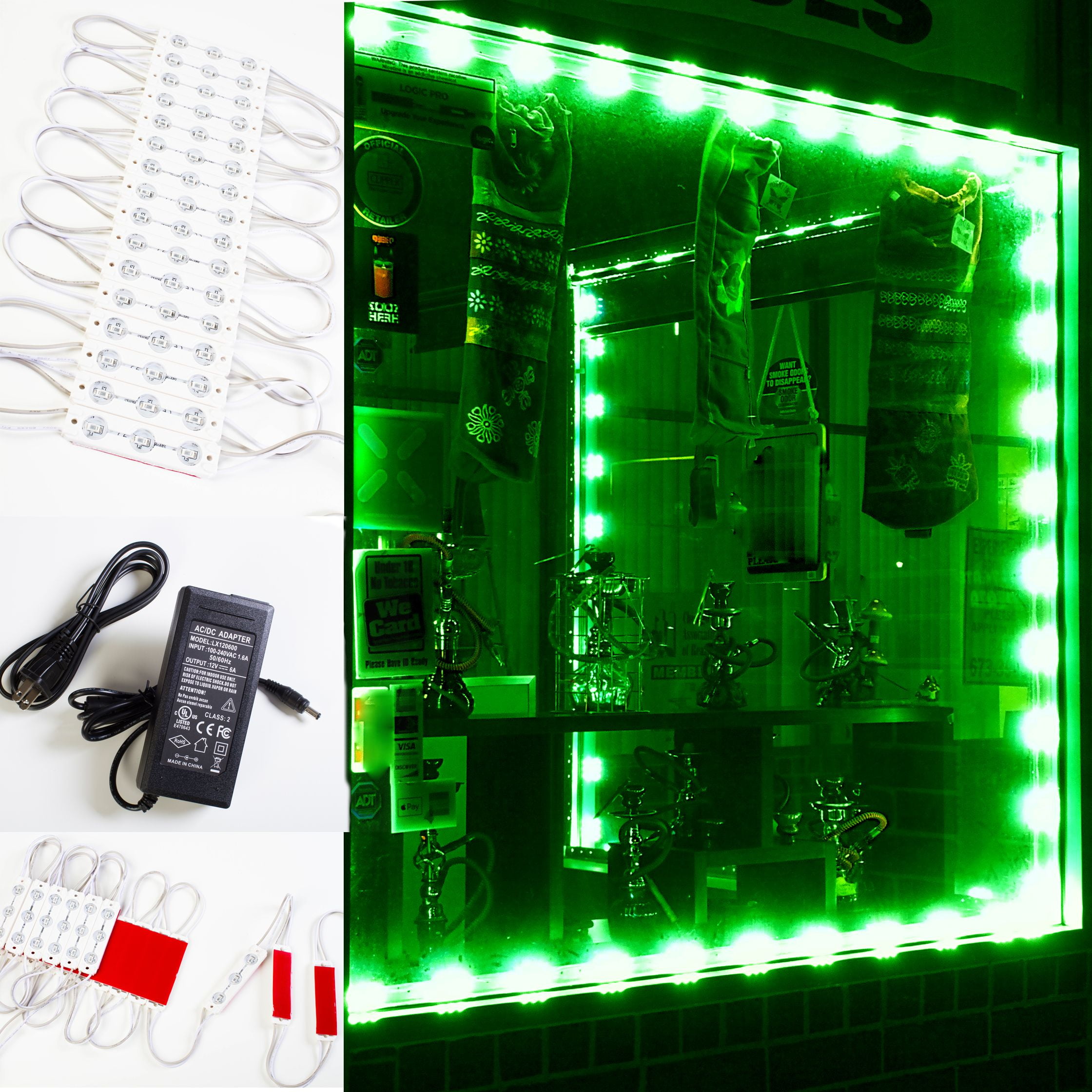 LEDUPDATES Storefront Window LED Light 60ft Brightest Green 5630 with ...
