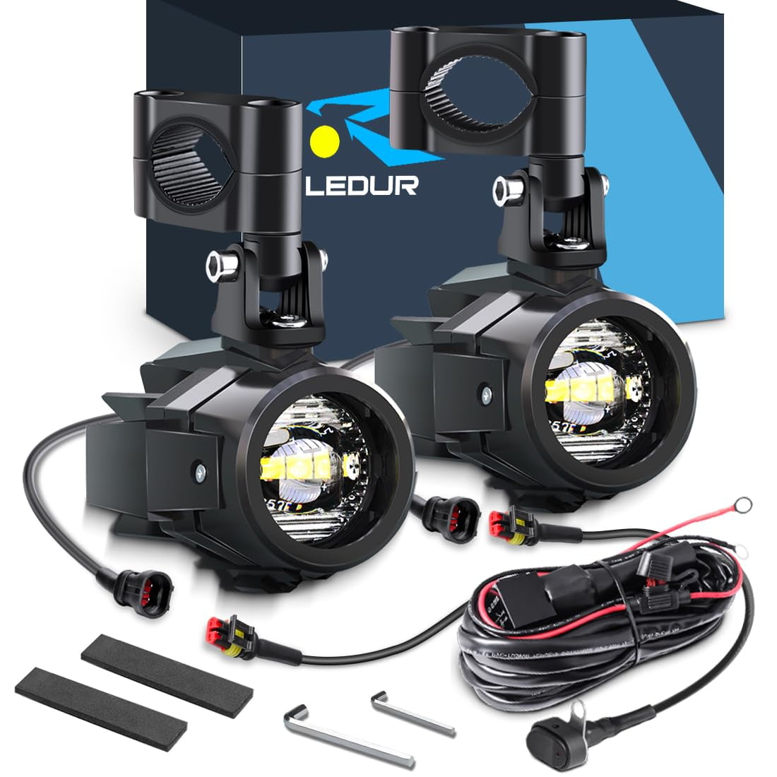 LEDUR Motorcycle LED Fog IFF17 Light Kit Spot Auxiliary Driving Lights ...