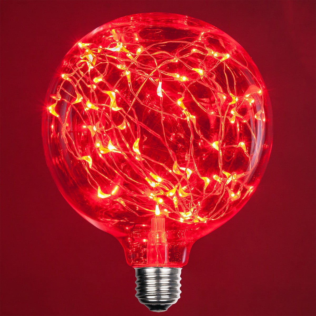 LEDimagine G125 Fairy Light Bulb, 75 Red LED Diodes Inside, Clear Glass ...