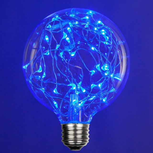 LEDimagine G95 Fairy Light Bulb, 50 Blue LED Diodes Inside, Clear Glass ...