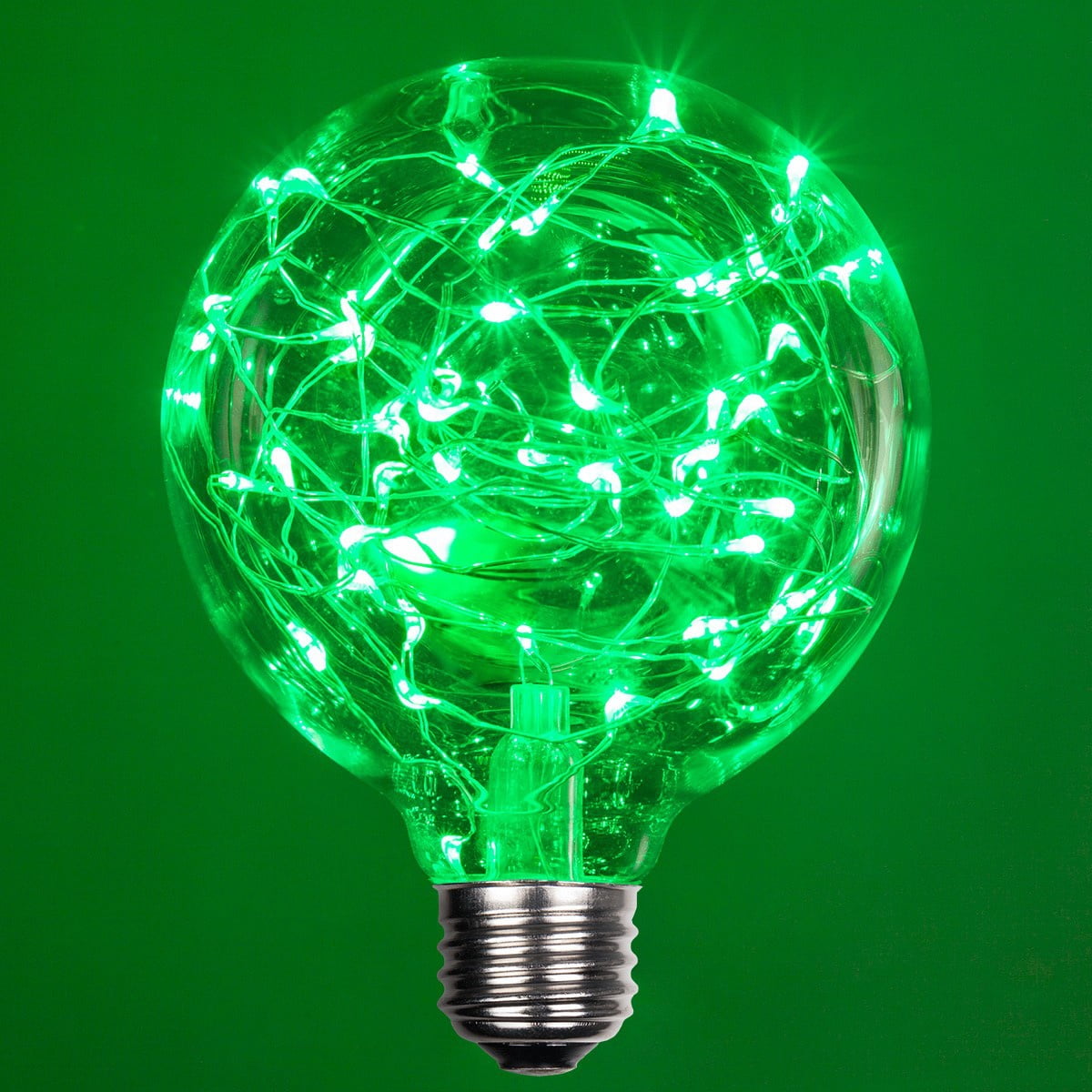 LEDimagine G95 Fairy Light Bulb, 50 Green LED Diodes Inside, Clear ...