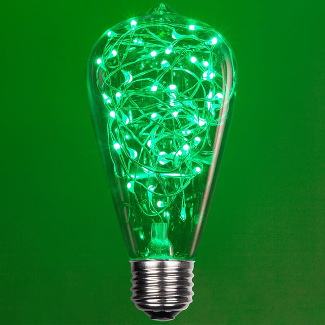 LEDimagine ST64 Fairy Light Bulb, 50 Green LED Diodes Inside, Clear ...