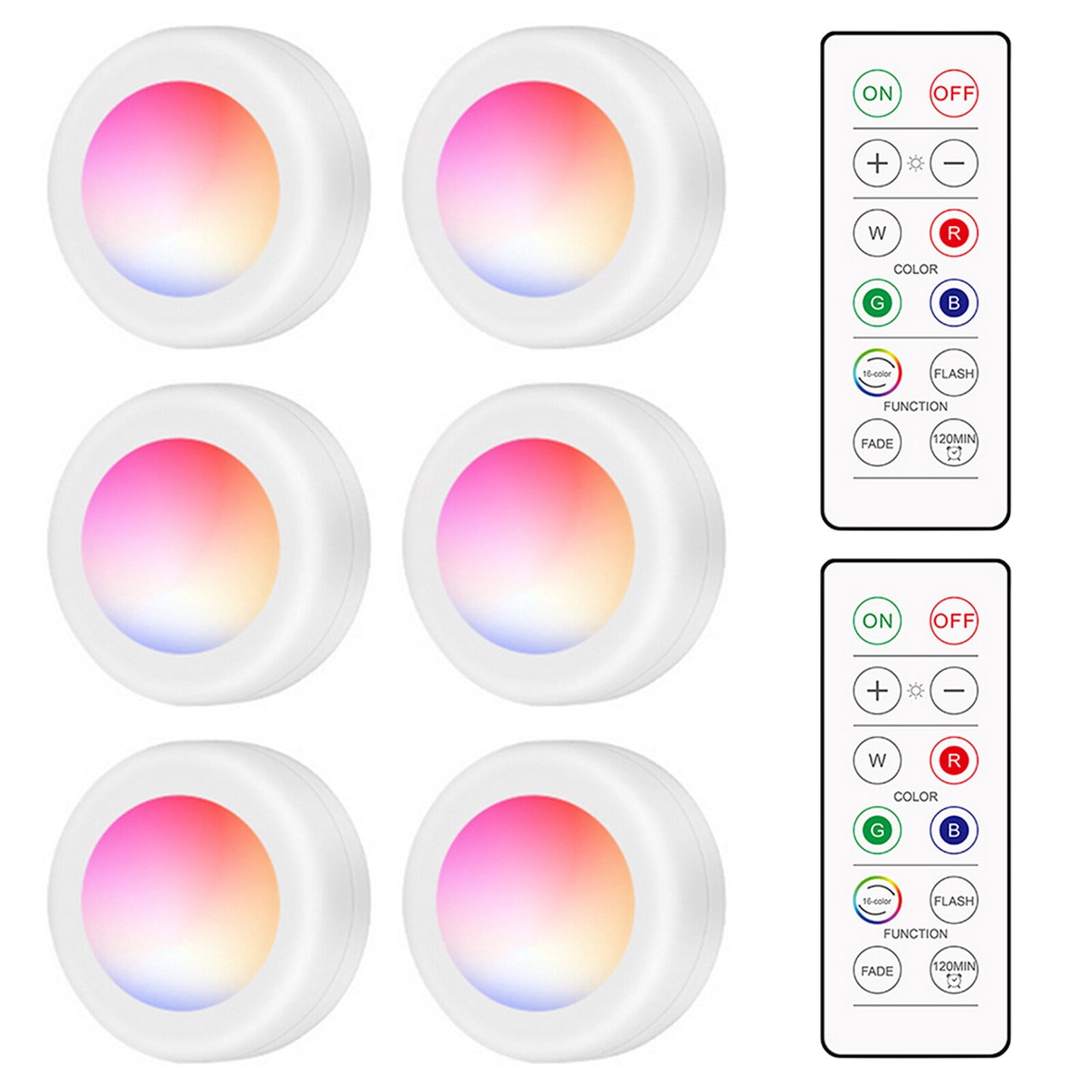 LEDs Puck Light Cabinet Lighting with Remote 16RGB Closet Light 10 ...