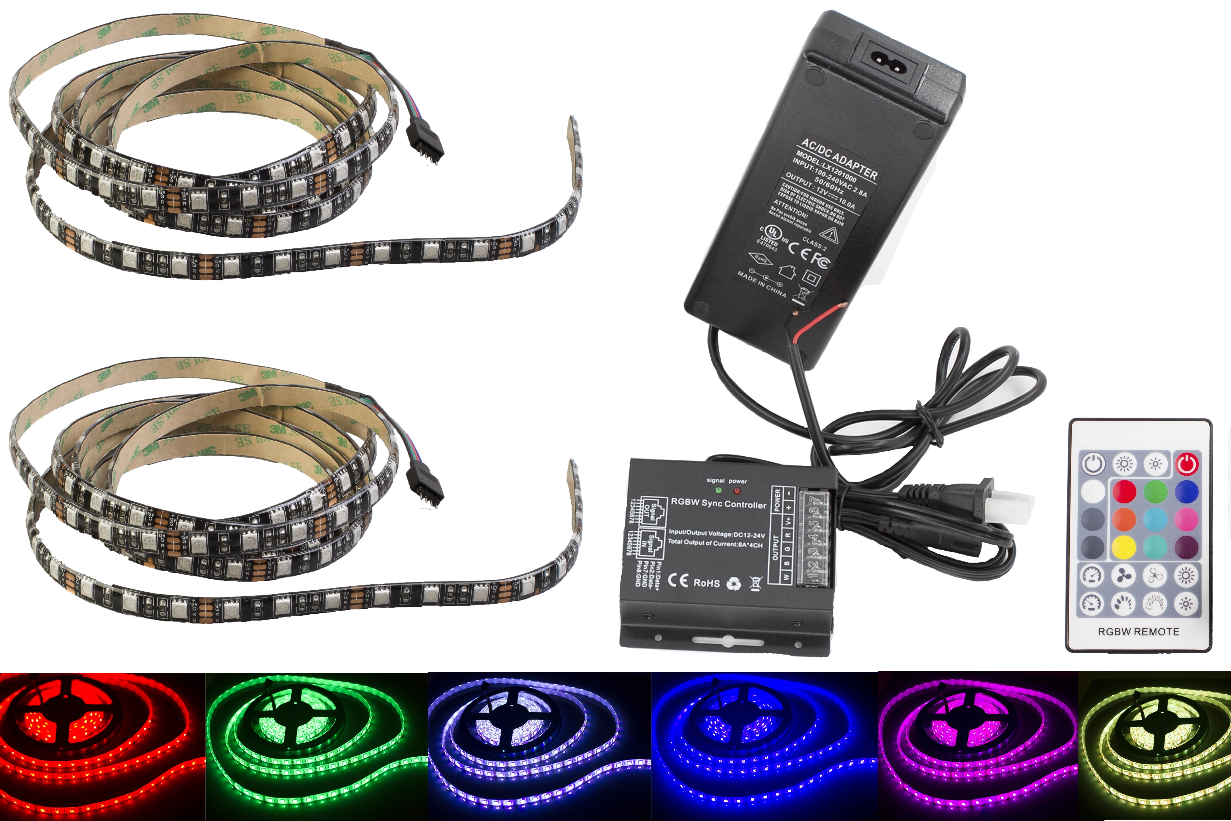 LEDupdates 32ft RGB LED strip tape light Color change with Wireless ...
