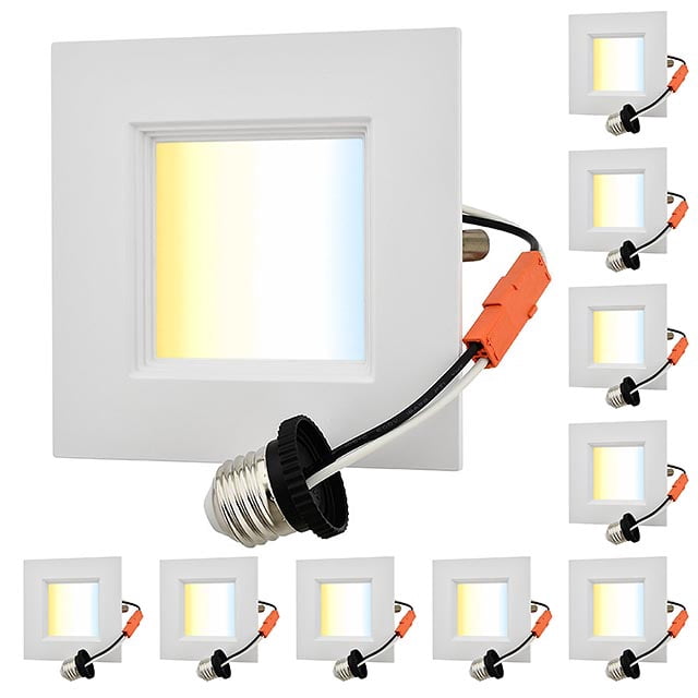 LEDwholesalers 4" Recessed Dimmable 8.6W LED Square Downlight with CCT ...