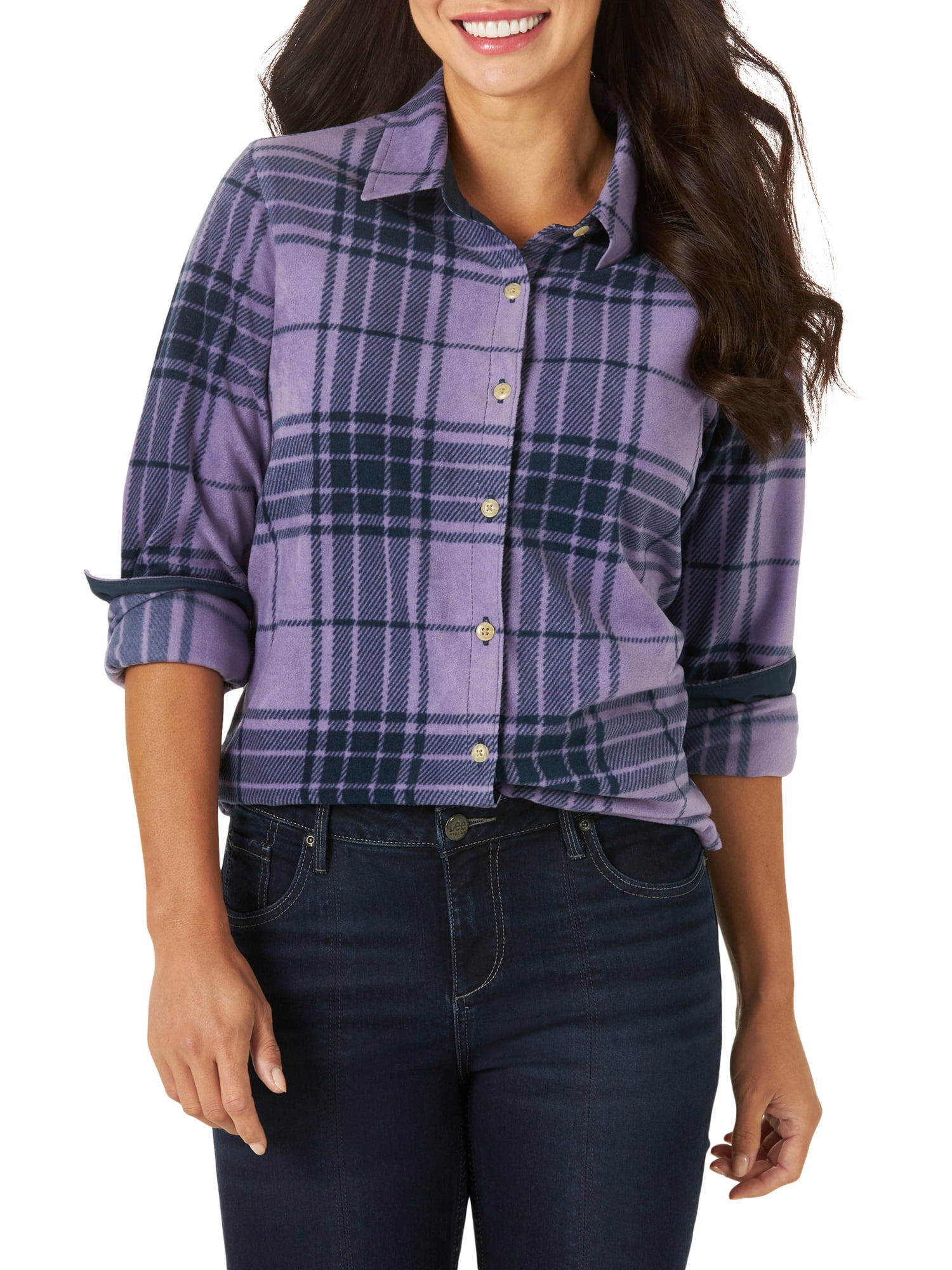LEE RIDERSWOMEN'S LONG SLEEVE BUTTON UP FLEECE SHIRT - Walmart.com