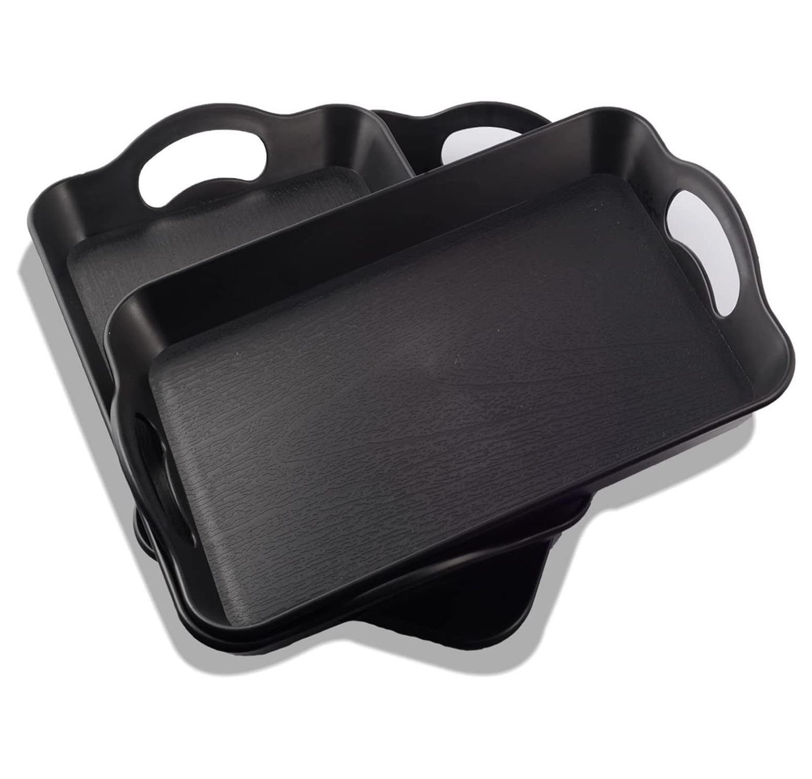 LEEHOWA 3 Pack 16” Plastic Tray with Handles Rectangle Serving Set ...