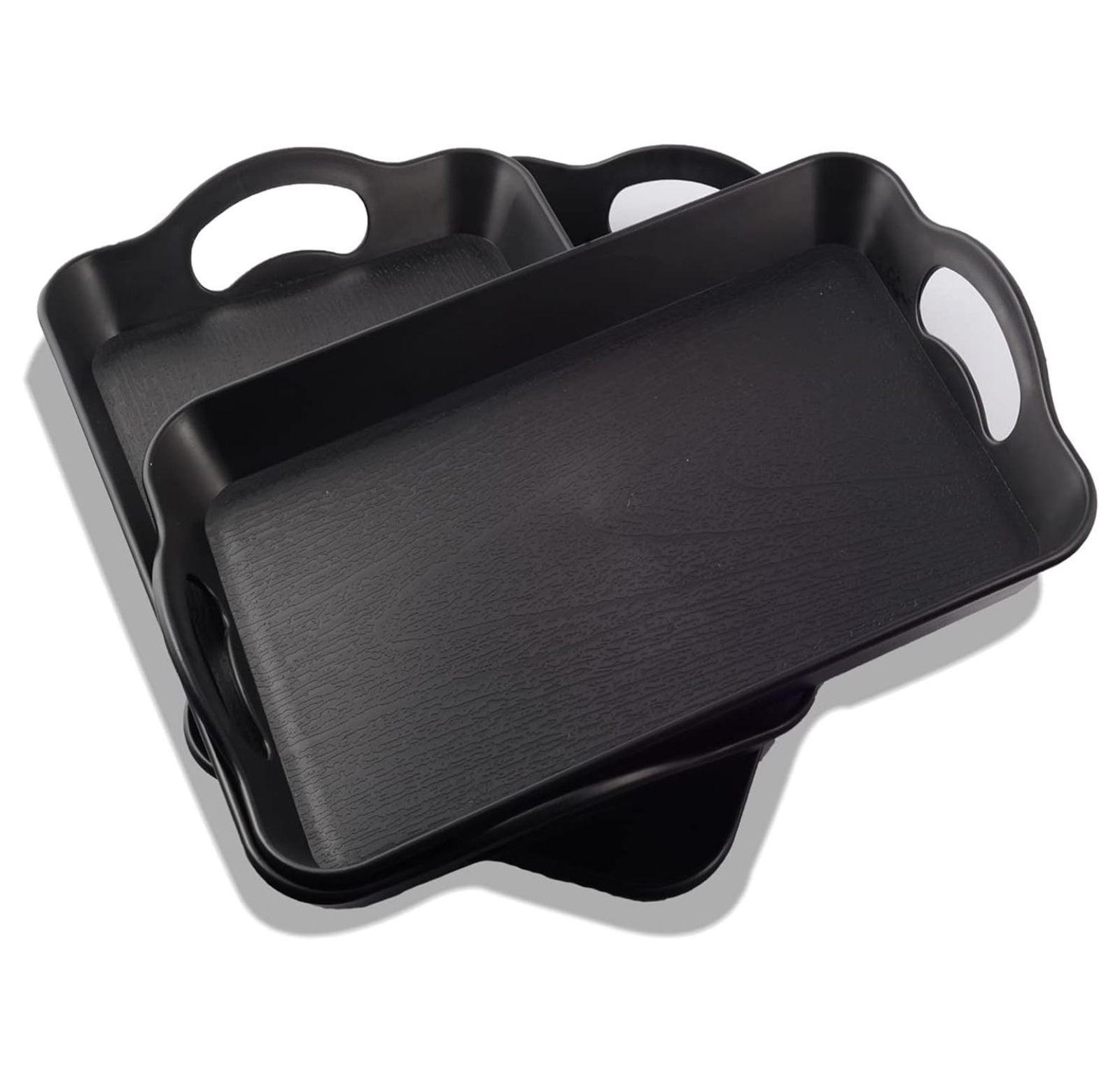 LEEHOWA 3 Pack 16” Plastic Tray with Handles Rectangle Serving Set ...