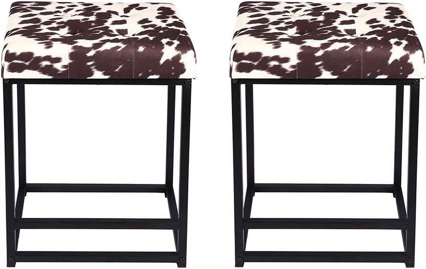 LEEJAY 24'' Brown Cow Counter Height Bar Stool Set of 2,Backless Metal ...