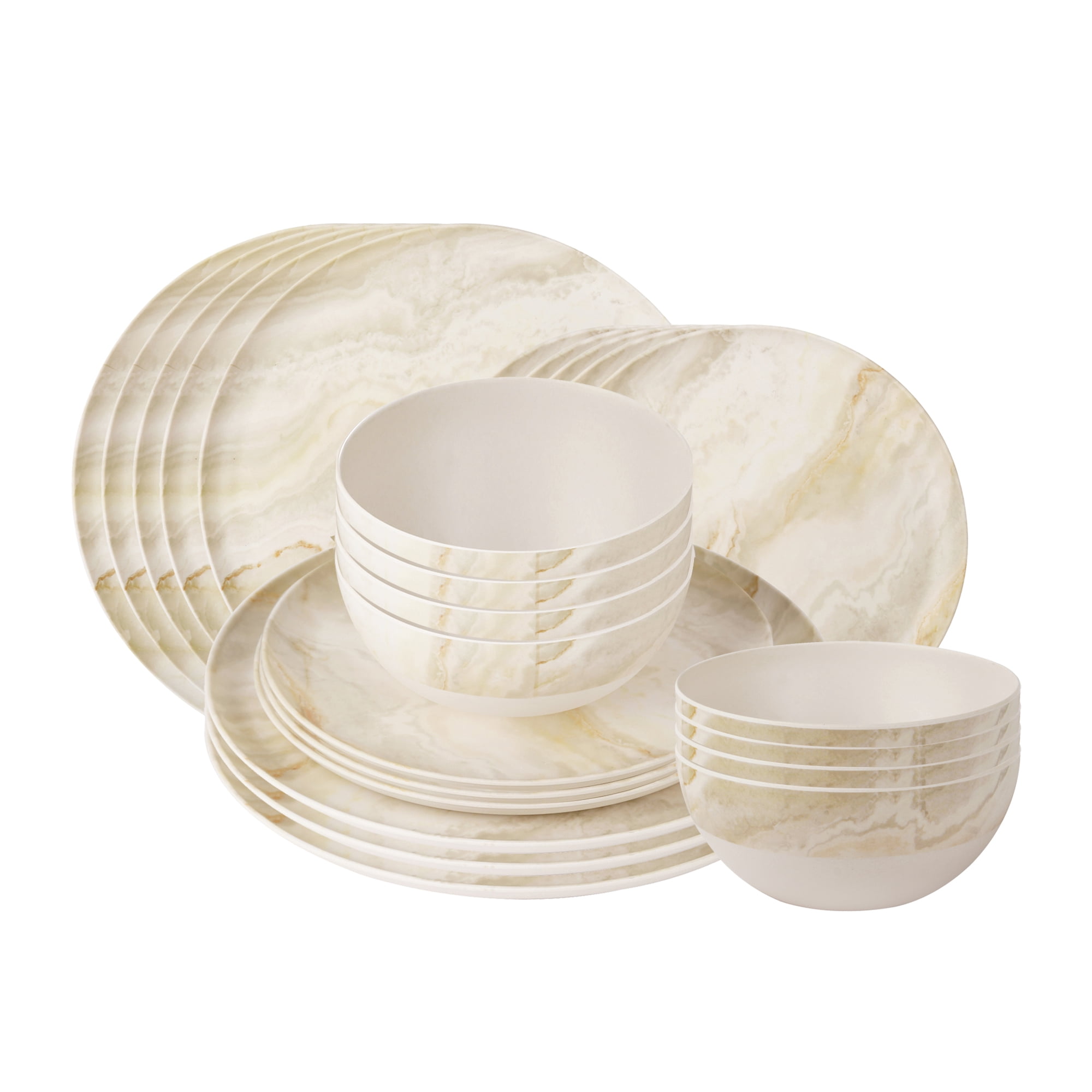 LEEJAY 24 Pcs Bamboo Melamine Dinnerware Sets ,Yellow 8 Pack - Walmart.com