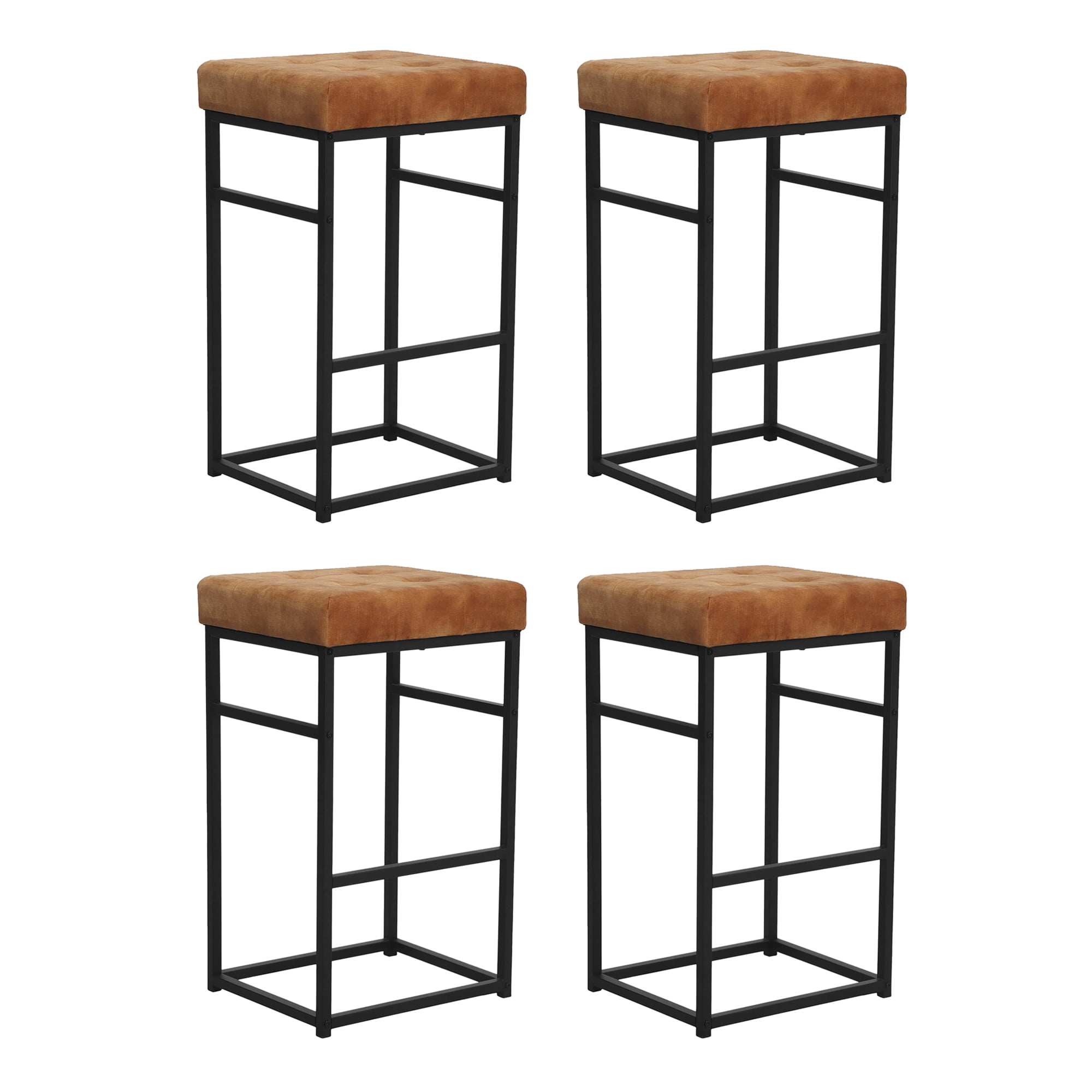 LEEJAY 30 Inch Brown Backless Counter Height Bar Stool,Set of 4 ...